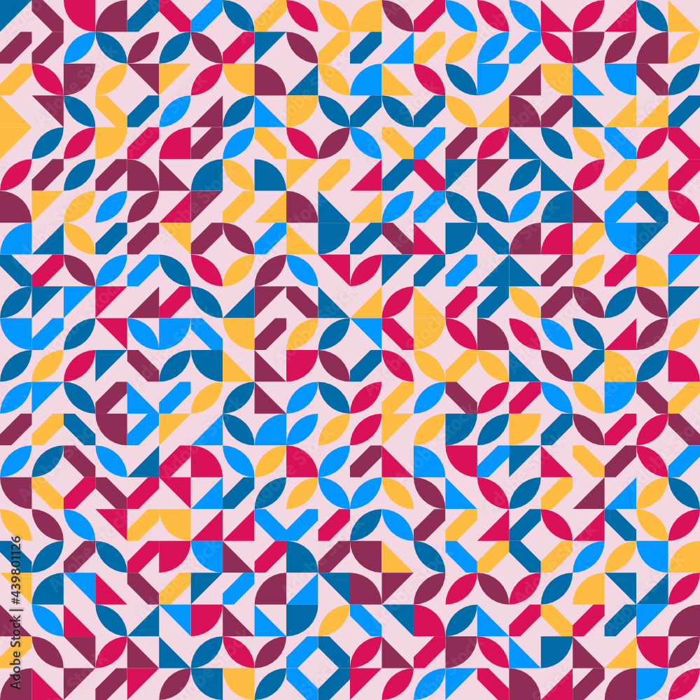 Patrón geométrico de formas coloridas sobre fondo en tonos claros Stock ...