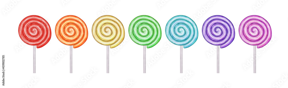 Rainbow lollipop clipart set Stock Illustration | Adobe Stock