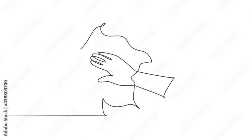 Self drawing animation of single one line draw twelve steps hand ...