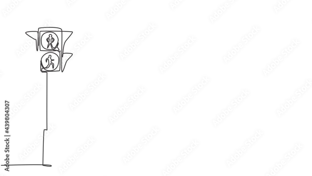 Self drawing animation of single one line draw special traffic lights ...