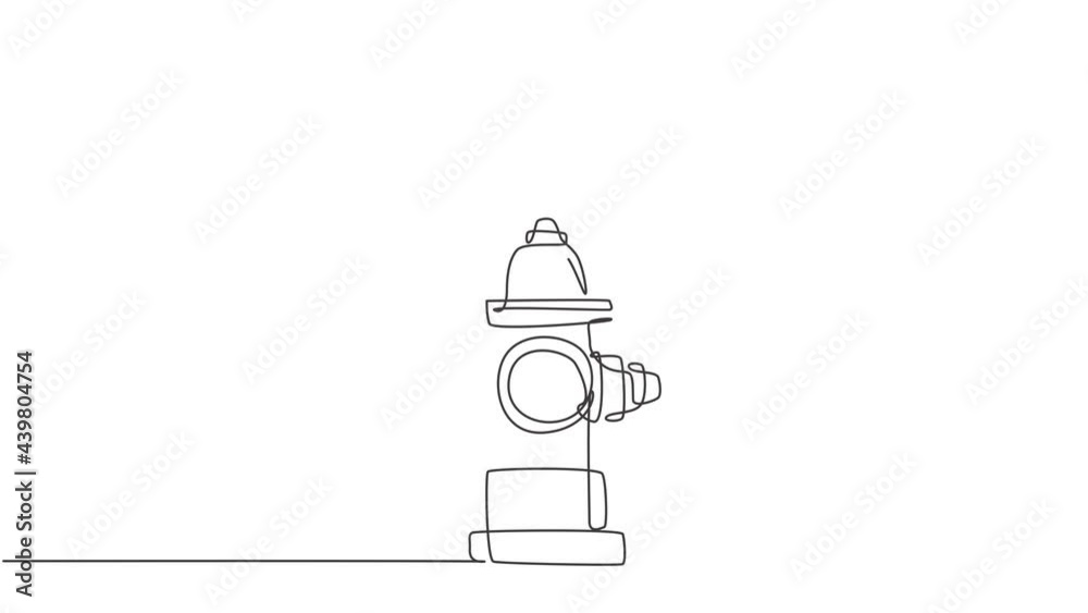 Self drawing animation of single one line draw the hydrant on the side ...