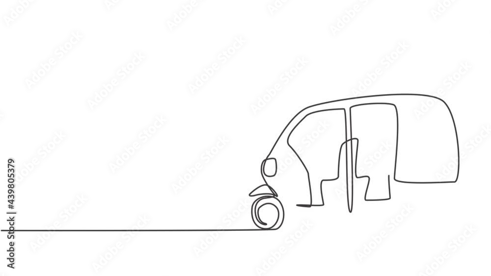 Animated self drawing of continuous one line draw from the side ...
