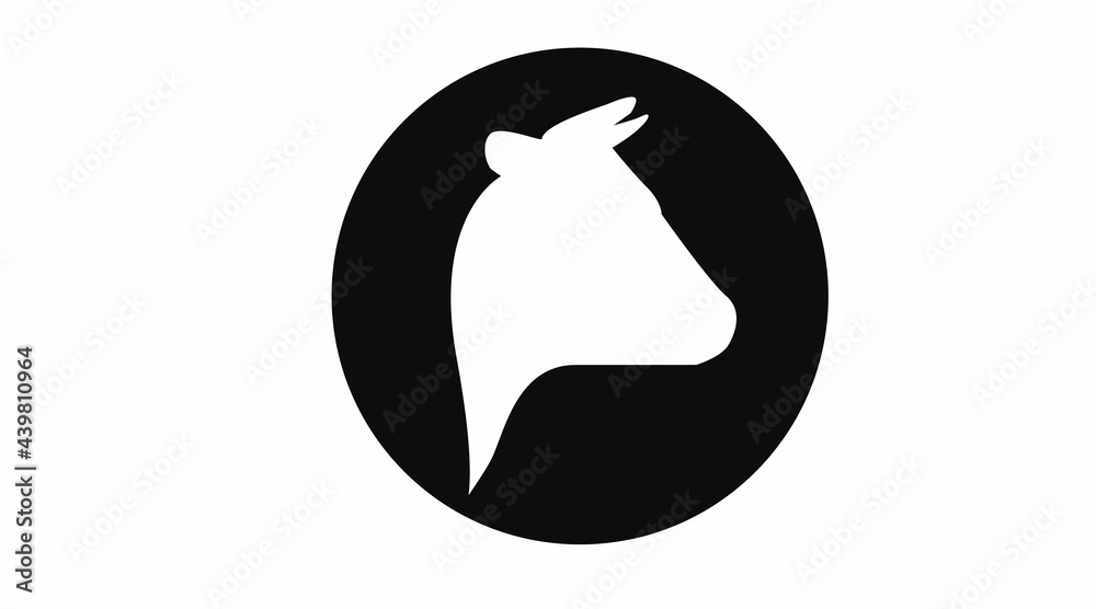 Cow head icon. Bovine symbol. Vector illustration of White silhouette ...
