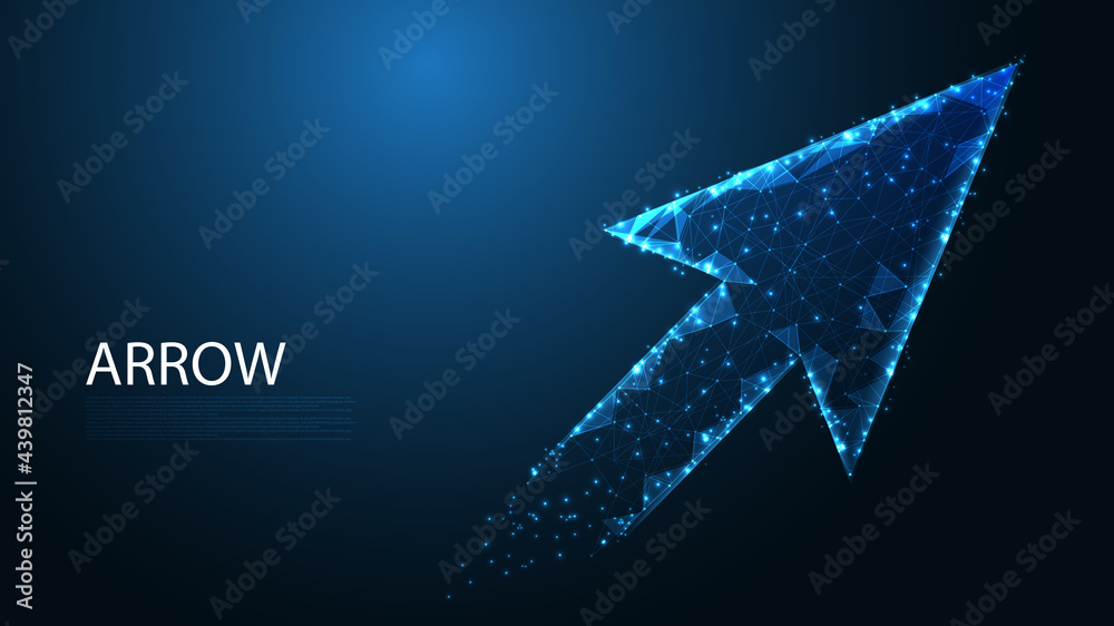 Arrow line connection. Arrow symbol Low poly wireframe design. Abstract ...