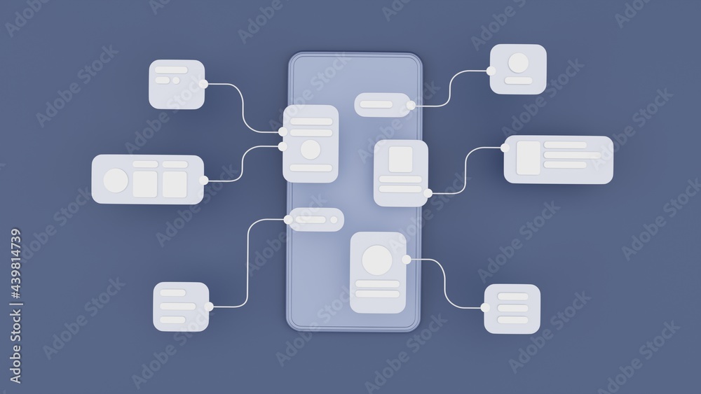 UX UI flowchart connection node graphic designer creative planning application process ...