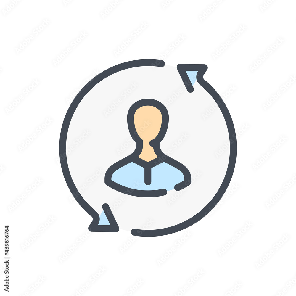 Employee replacement and Personnel change color line icon. Refresh ...