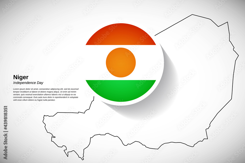Independence day of Niger. Creative country flag of Niger with outline ...
