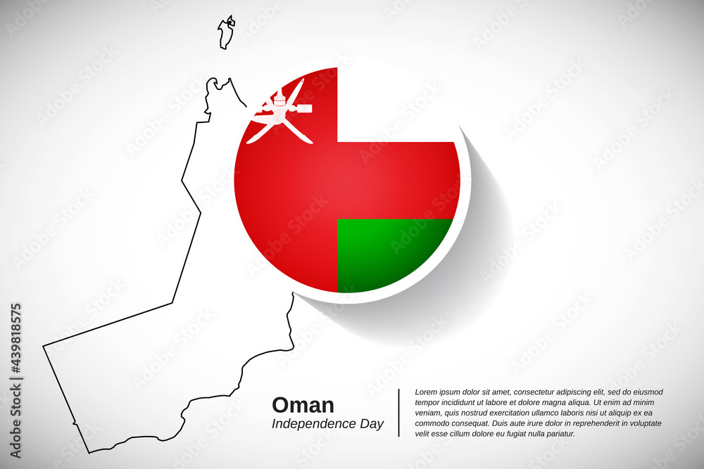 Independence day of Oman. Creative country flag of Oman with outline ...