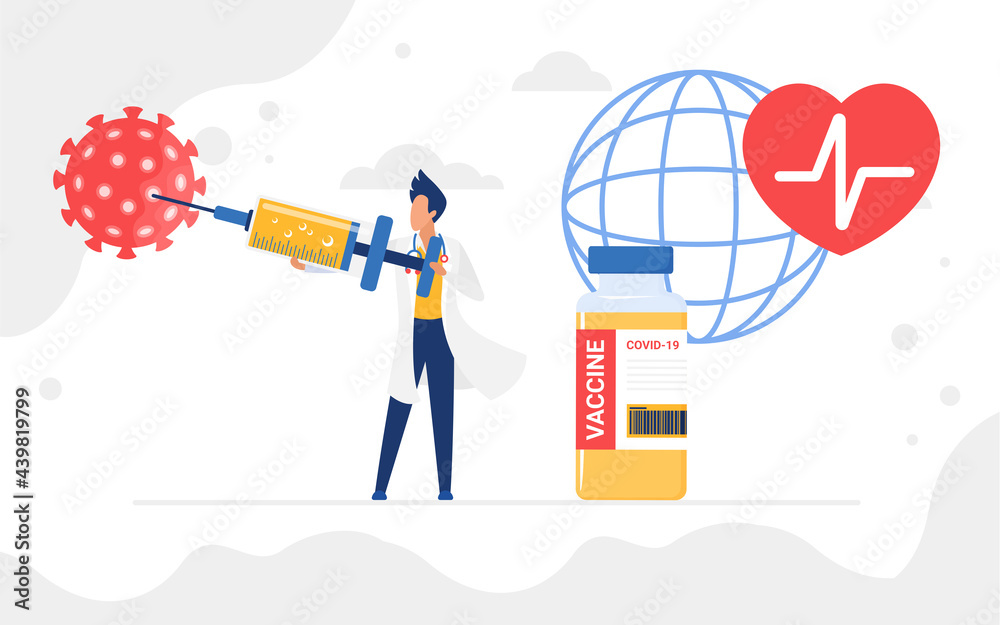 Vaccination immunization concept vector illustration. Cartoon doctor ...