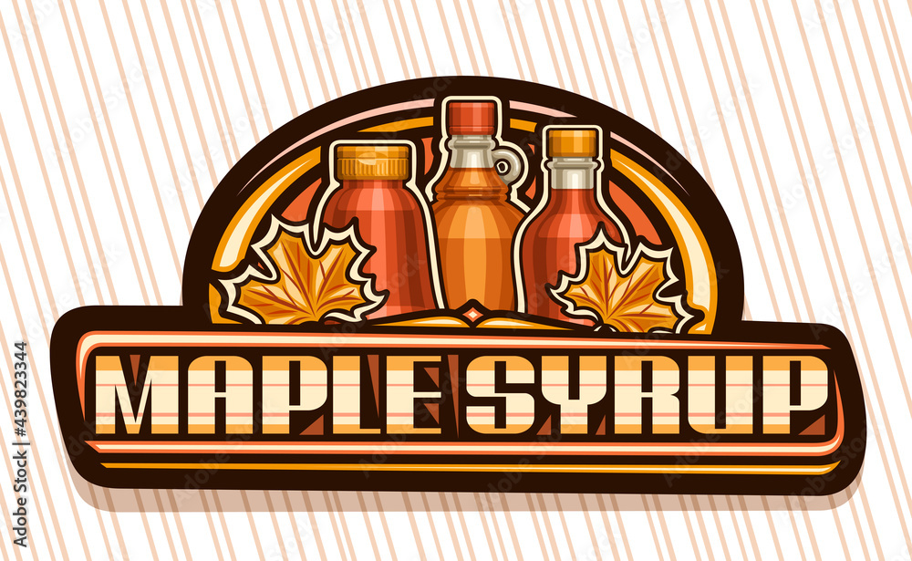 Vector logo for Maple Syrup, black decorative sign board with ...