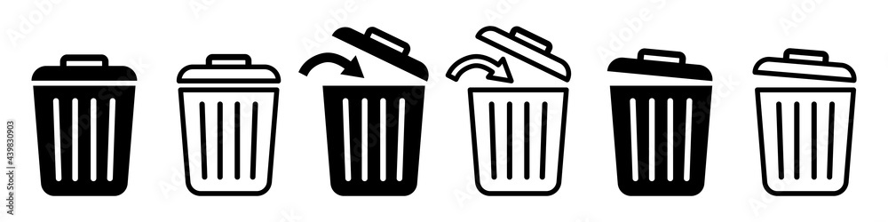 Set of trash cans icons. Trash can sign. Office trash icon. Trash can ...