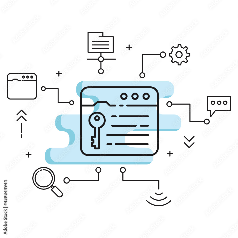 API Key Cocnept, Server and Browser Secret Encrypted Password Vector ...