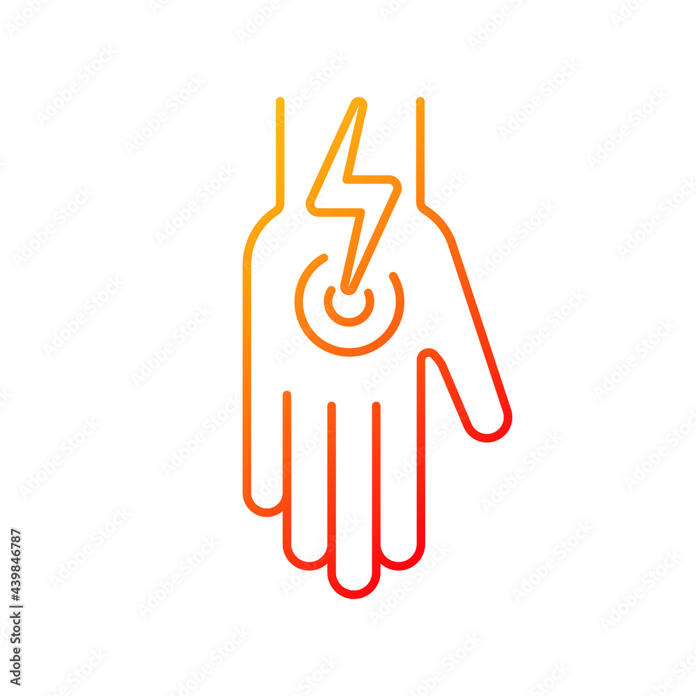 Cramps in arms and legs gradient linear vector icon. Acute joint pain ...