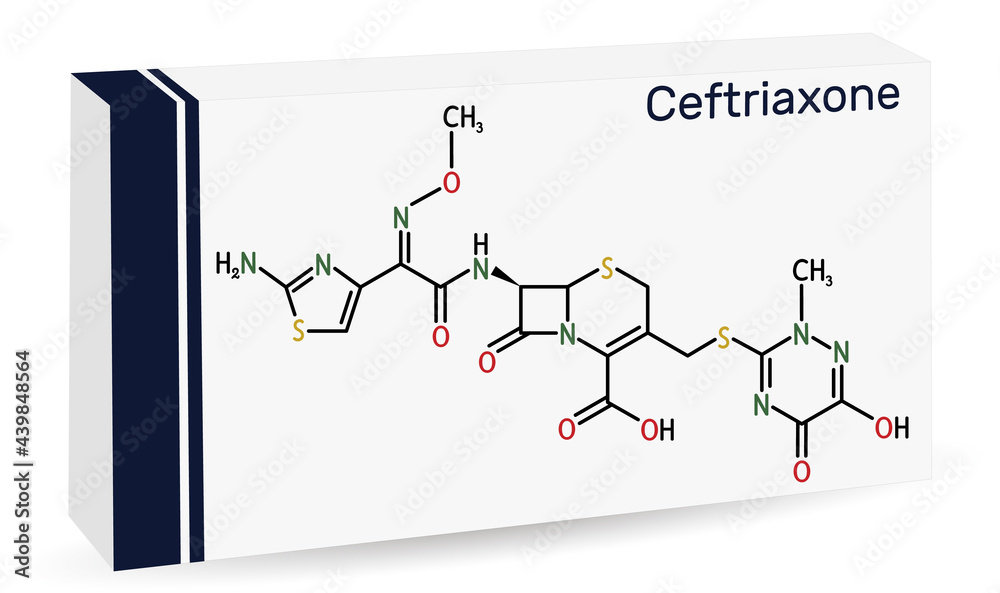 Ceftriaxone molecule. It is broad-spectrum third-generation ...