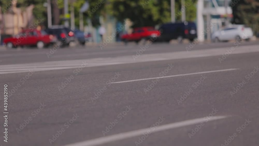 Wide road with car. Cars go on the road. Cars in the city. Stock Video ...