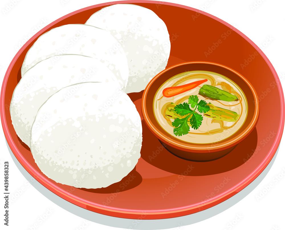 Vector illustration of Idli, south indian main breakfast item which is ...