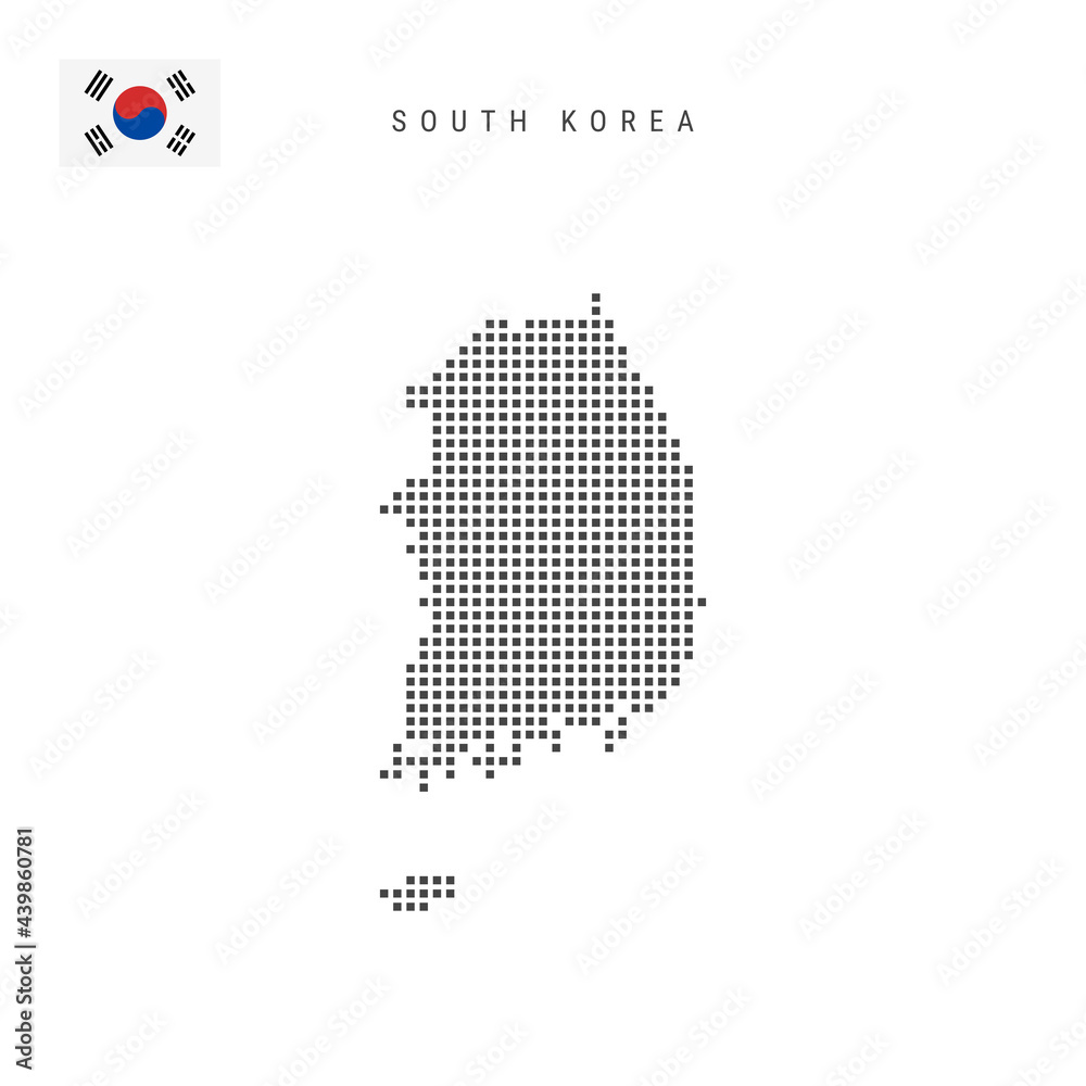 Square dots pattern map of South Korea. South Korean dotted pixel map ...