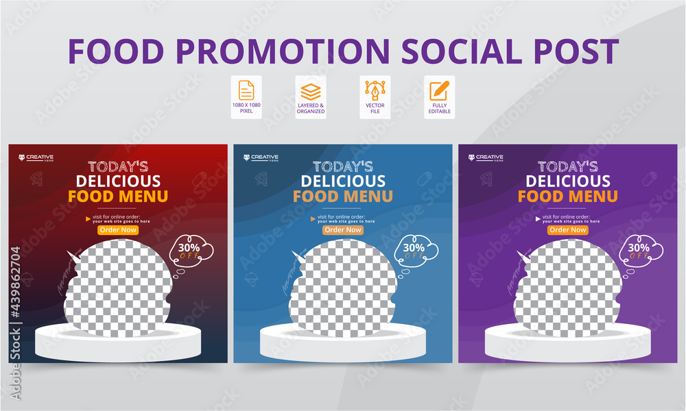 Creative Food Promo Social Media Post Ads Templates For breakfast ...