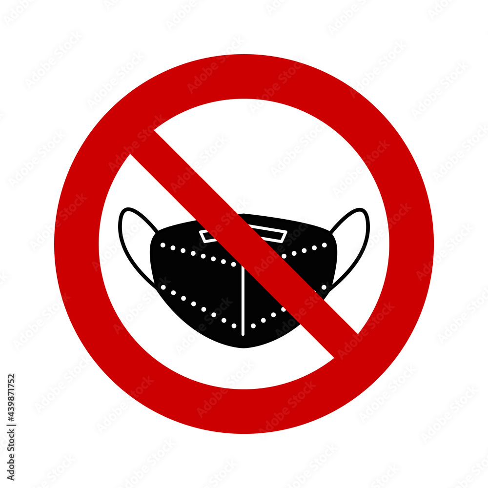 Vecteur Stock Black face mask in a prohibition sign. No mask needed ...