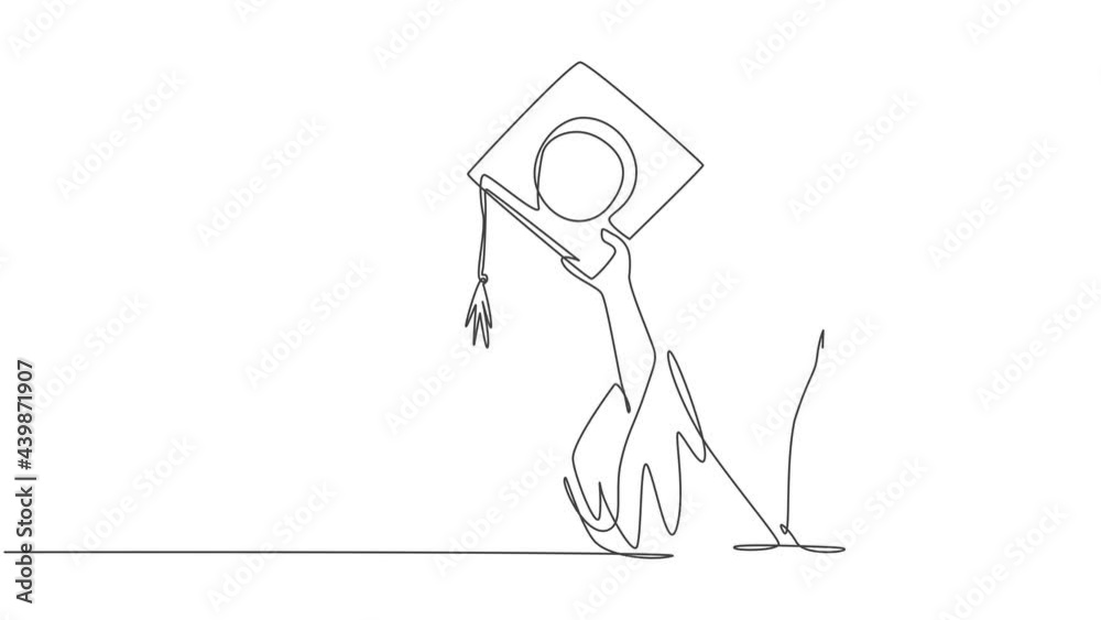 Vidéo Stock Self drawing animation of one single line draw graduate ...