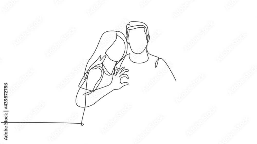 Animated self drawing of one continuous line draw happy man and woman ...