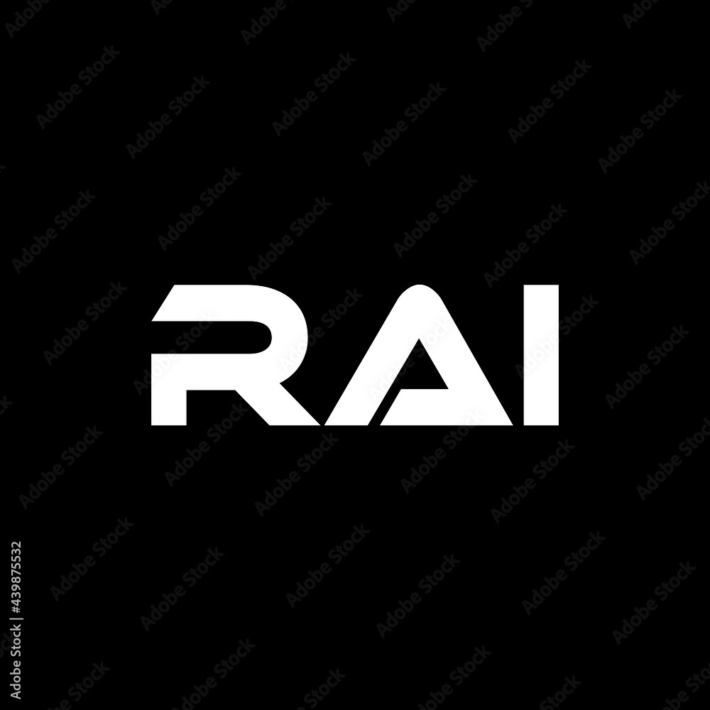 Vetor do Stock: RAI letter logo design with black background in ...