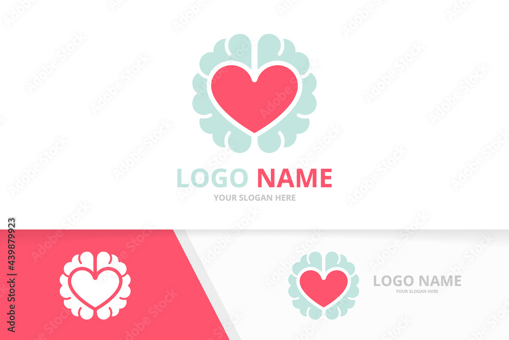Vector heart and brain logo combination. Love education logotype design ...
