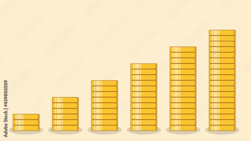 Stack of Gold Coins with graph arrow, illustration animation in Alpha ...