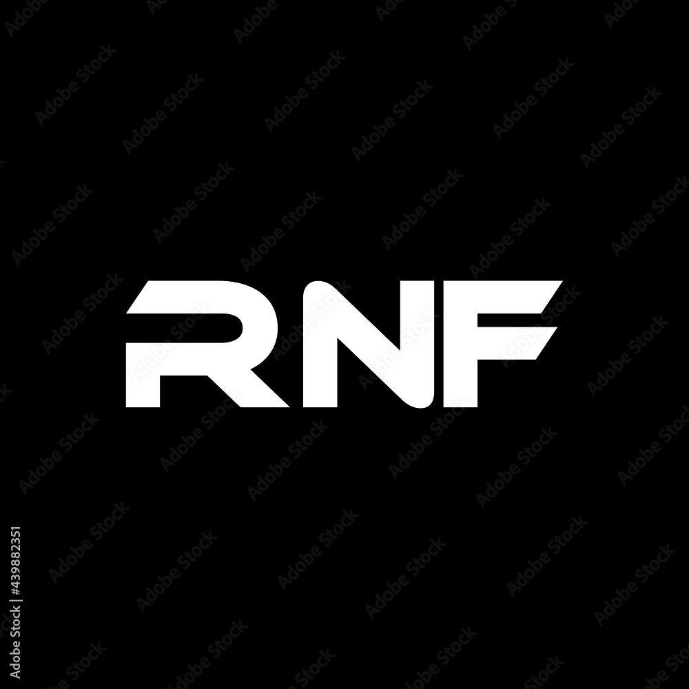 Vecteur Stock RNF letter logo design with black background in ...