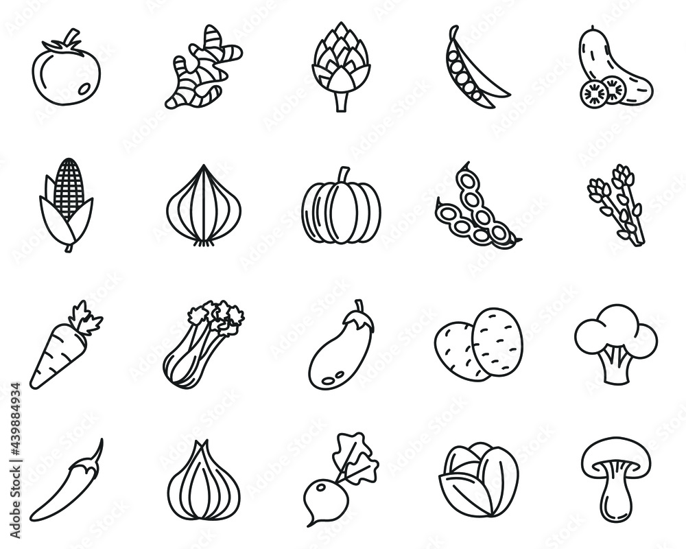 Vegetarian, vegetable set icon symbol template for graphic and web ...