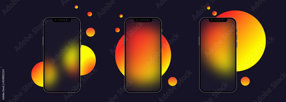 Glassmorphism style. Smart phone template. Phone icon set. Realistic ...