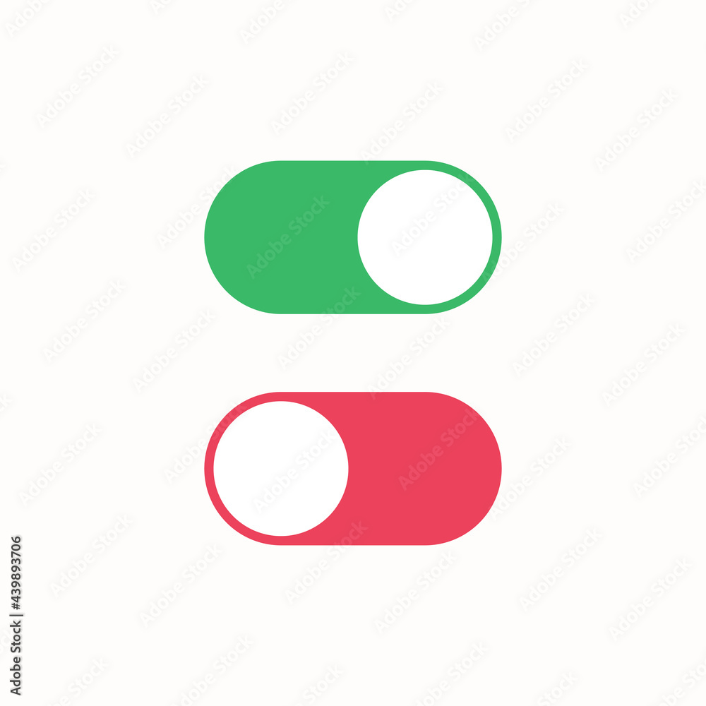 On and Off toggle switch buttons vector. Green and red toggle switch ...