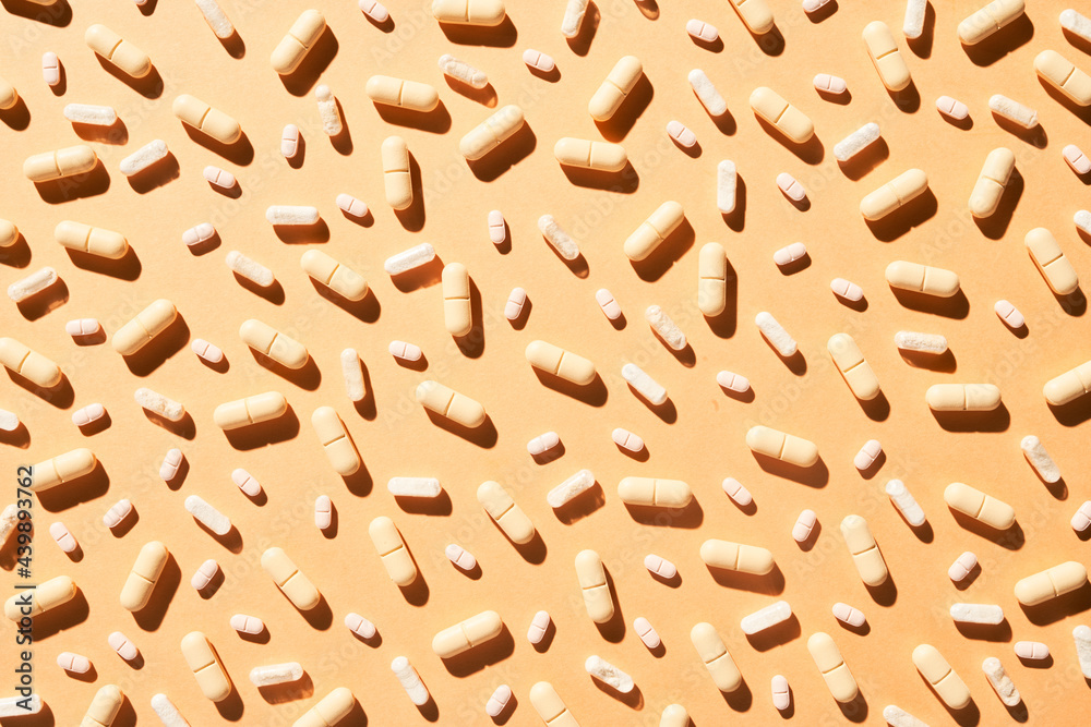 Pharmacy and healthcare background with pills Stock Photo | Adobe Stock