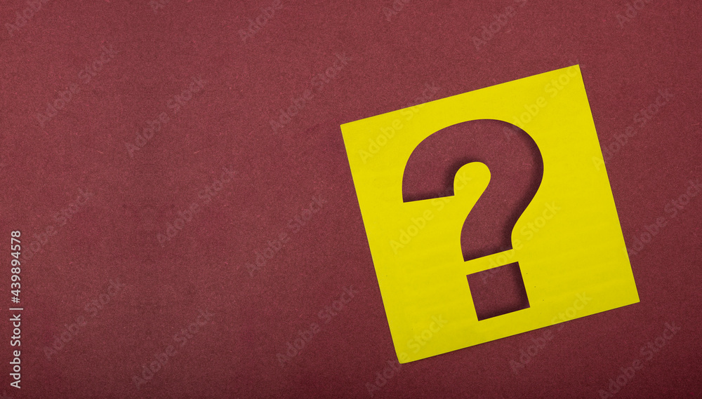 Note paper with question mark on brown banner background Stock Photo ...