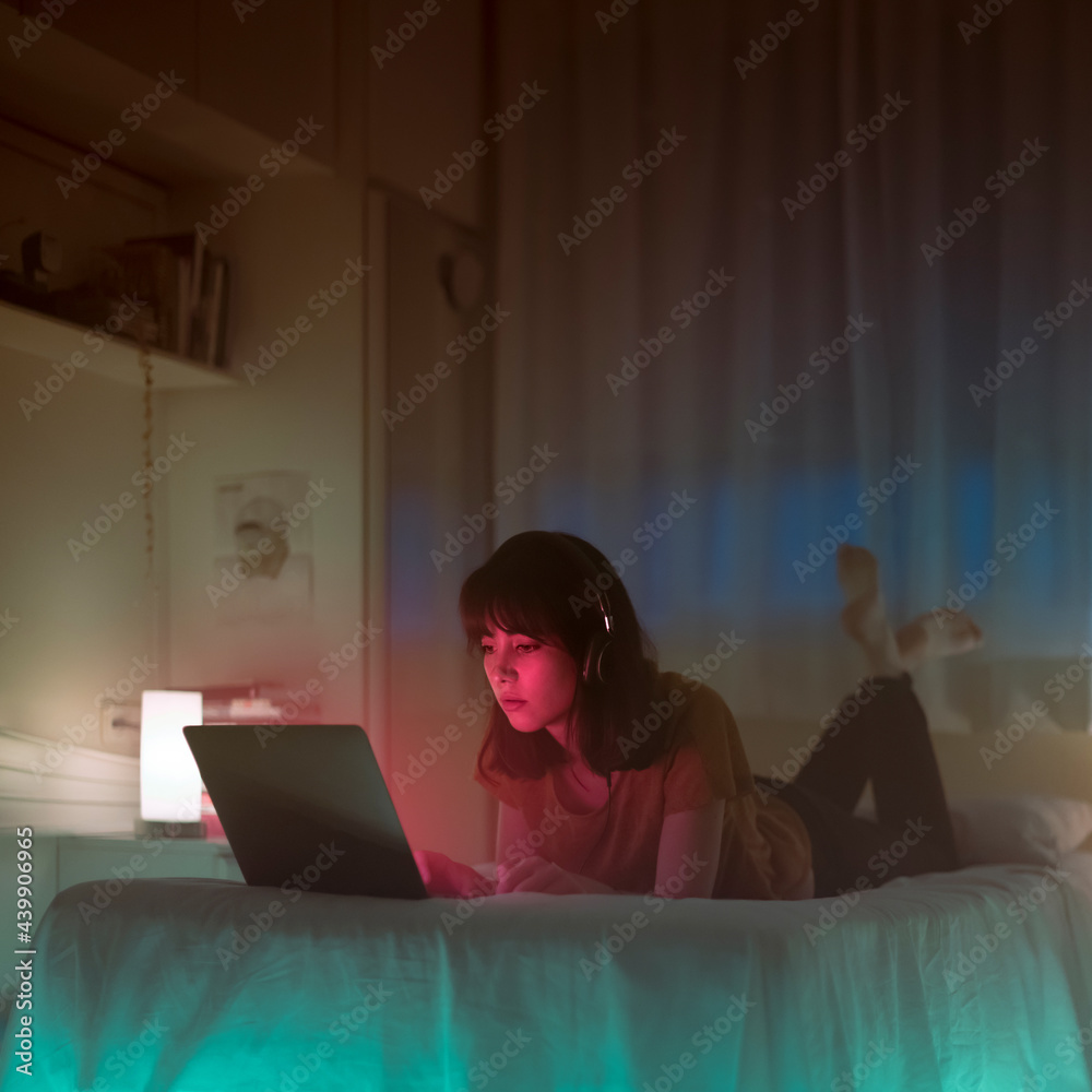 Young woman seeing her favourite streamer Stock Photo | Adobe Stock