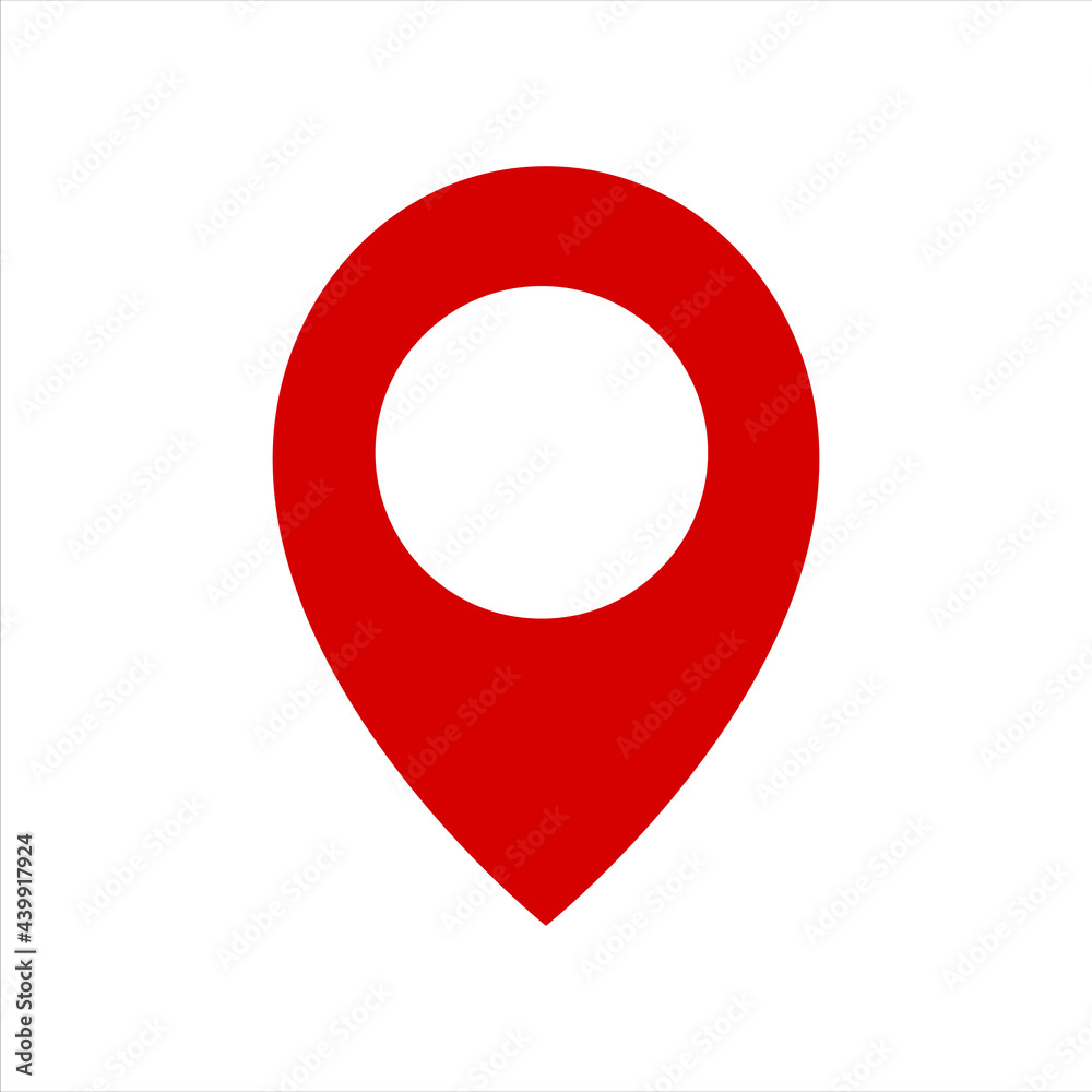 Red icon of simple forms of point of location. Map pin icon, filled ...