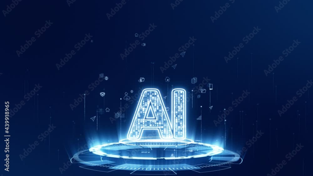Motion graphic of Blue digital AI logo with futuristic technology ...
