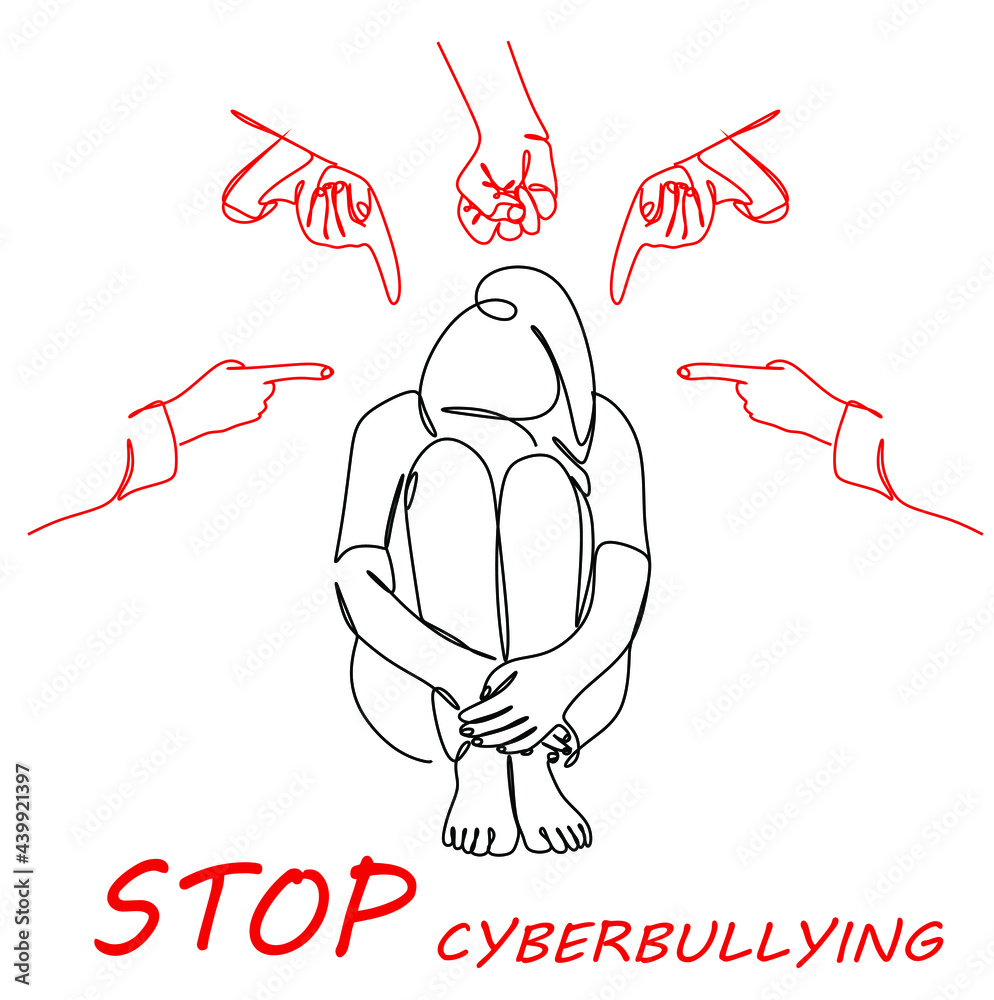 a line drawing of a terrified girl sitting on the floor and struggling ...