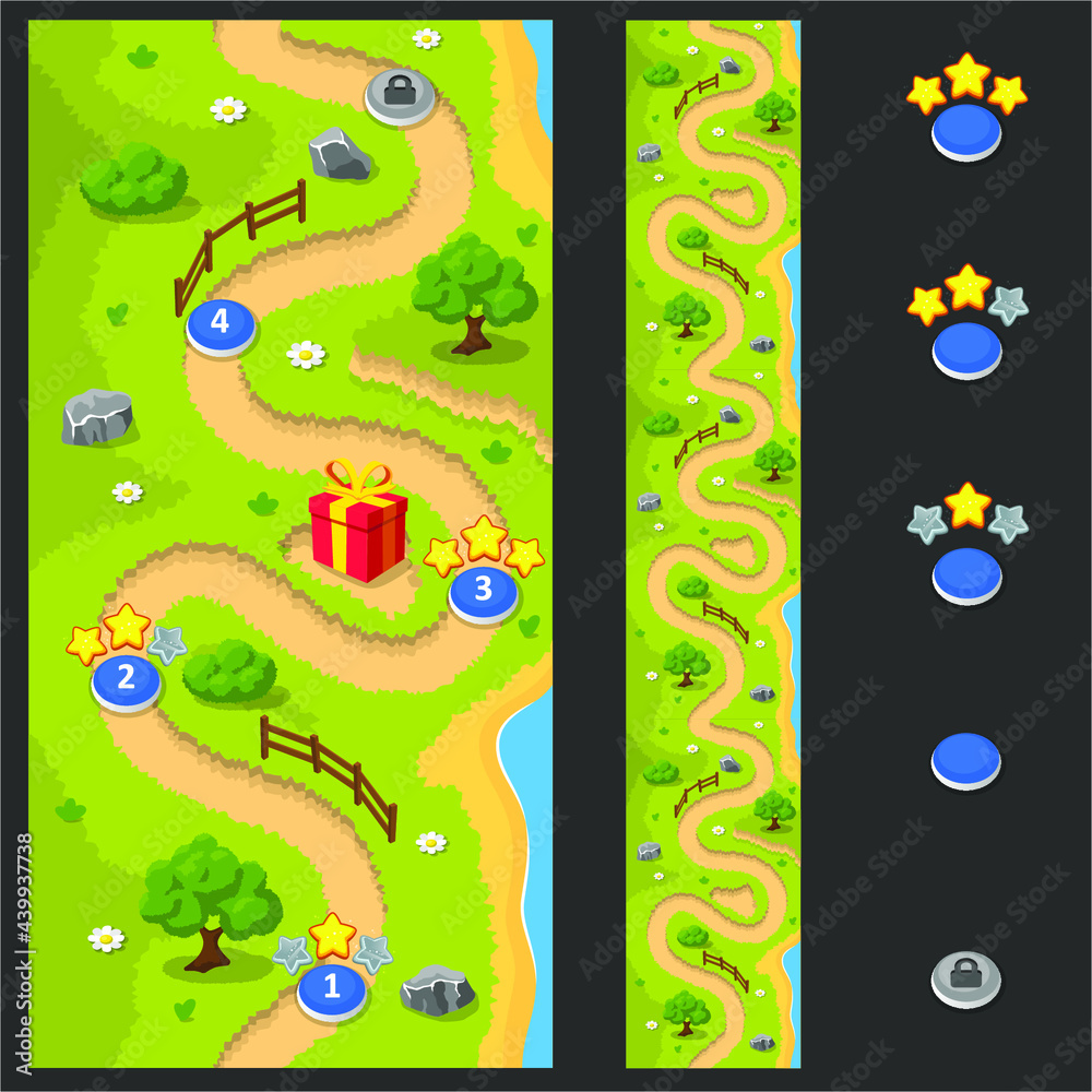 Seamless map for a mobile game. Vertical seamless background map ...
