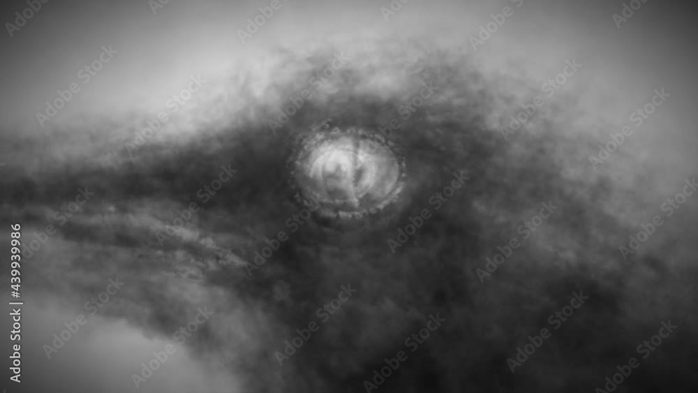 Creepy human mummy tied to post. Black raven sits on spire. Crow eye ...