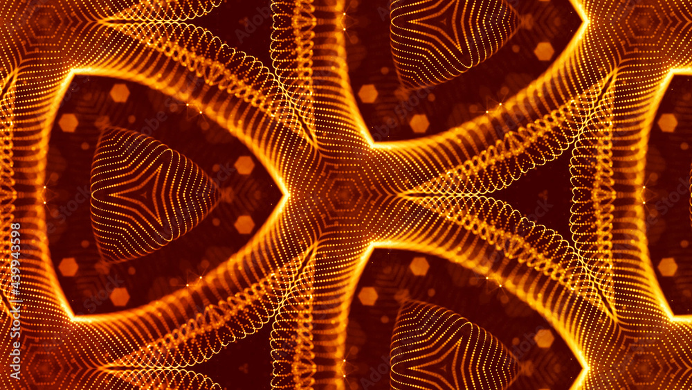 3d render. Gold motion design background with symmetrical pattern ...