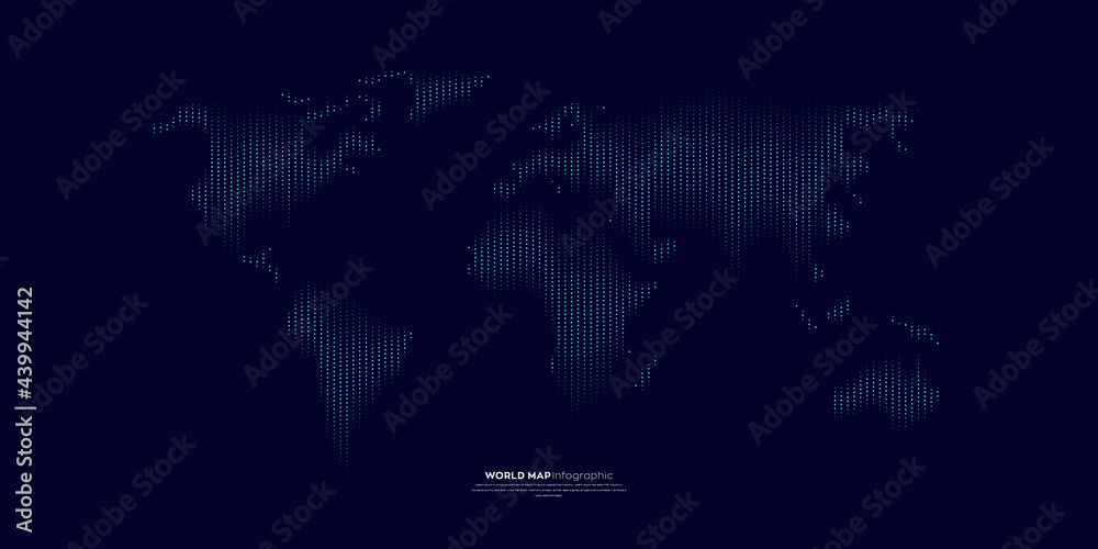 World map Infographic. Halftone dotted blue gradient world map.Vector ...
