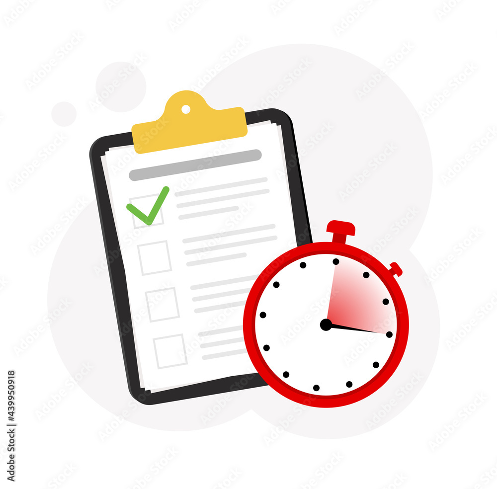 Checklist and deadline. A to-do list with a stopwatch. Project ...