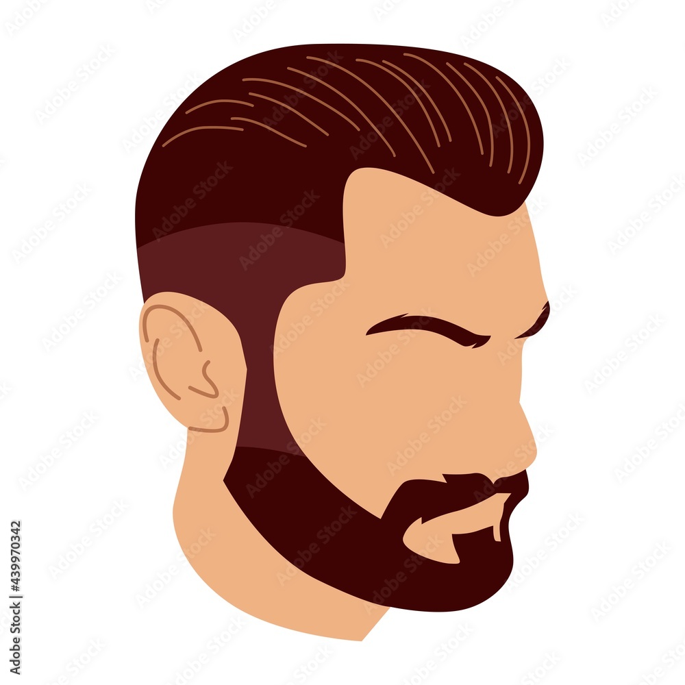 Vector men hairstyle illustration. White isolated background Stock ...