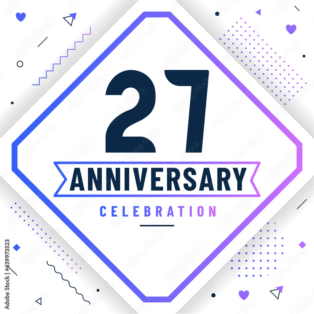 27 years anniversary greetings card, 27 anniversary celebration ...