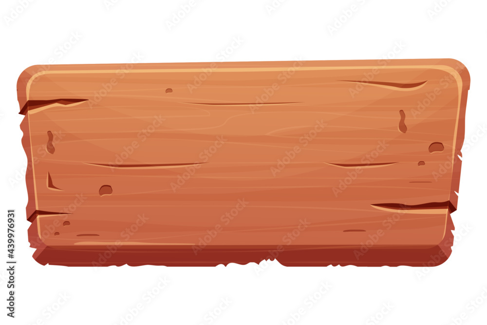 Wood sign, banner, wooden empty plank in cartoon style isolated on ...