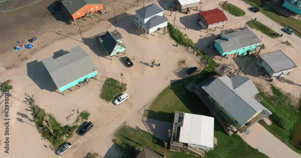 Birdseye view of homes on Lake Jackson beach off the Gulf of Mexico in ...