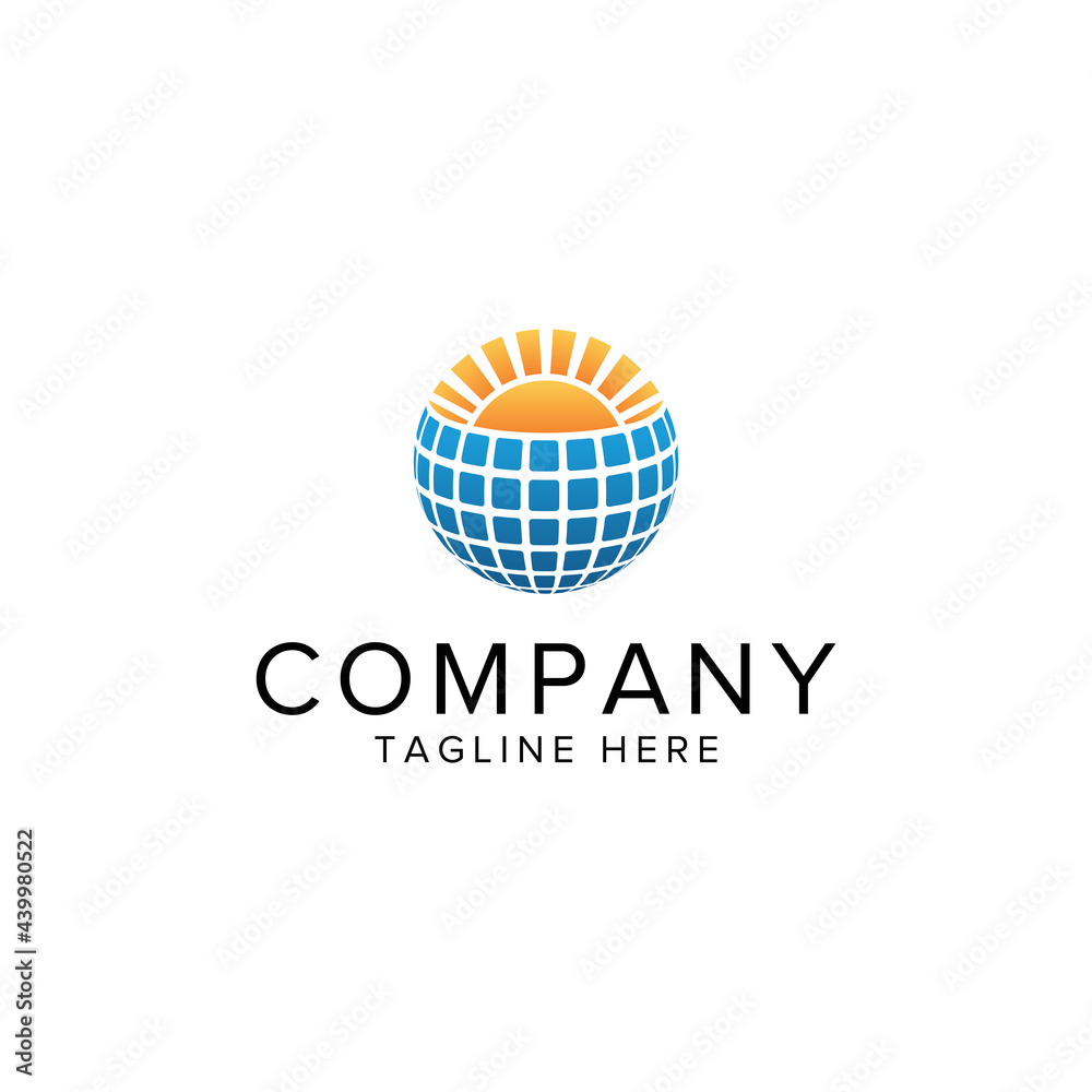 Globe shine solar logo Vector, solar logo icon, solar logo design Stock ...