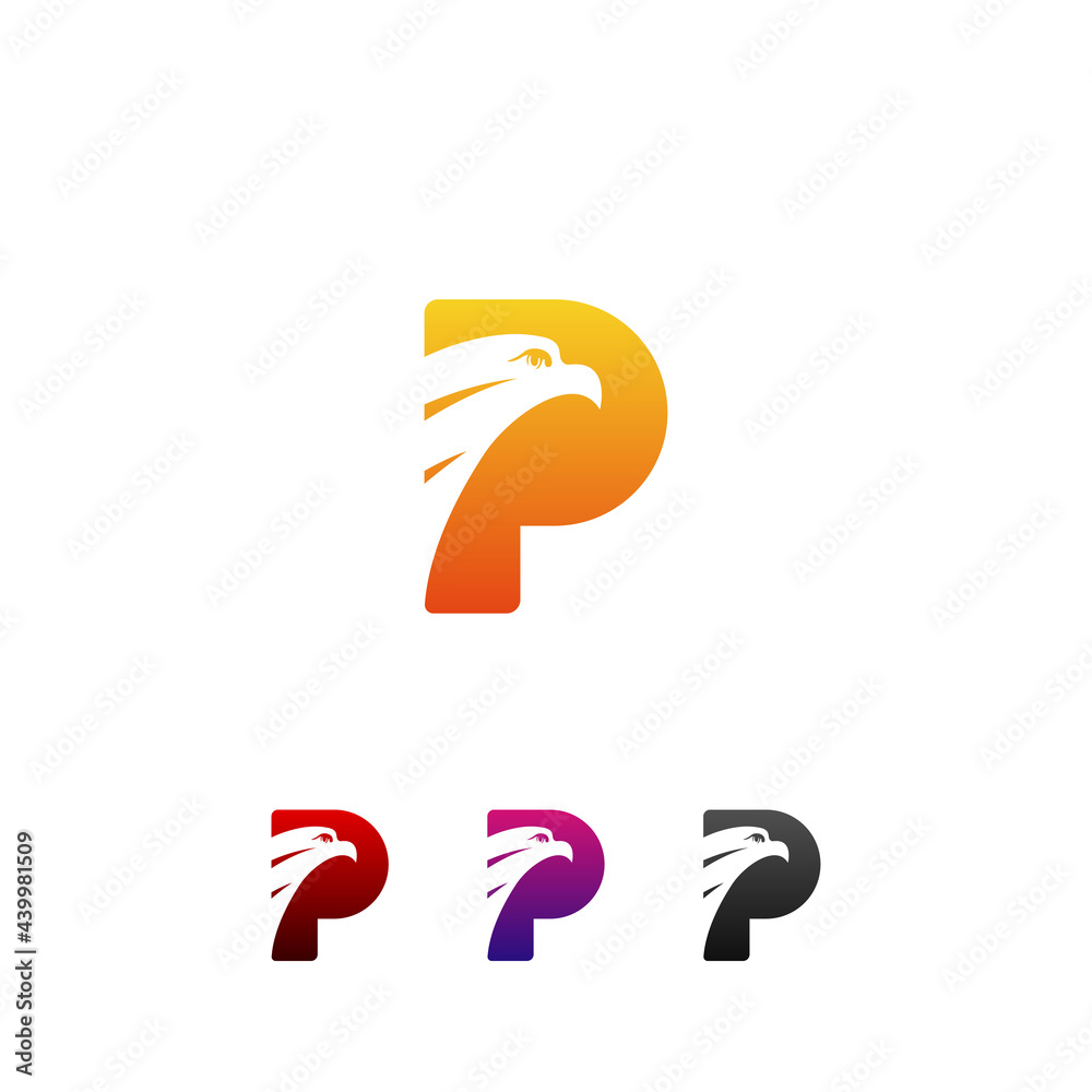 Letter P eagle head logo, vector illustration, P falcon logo design ...