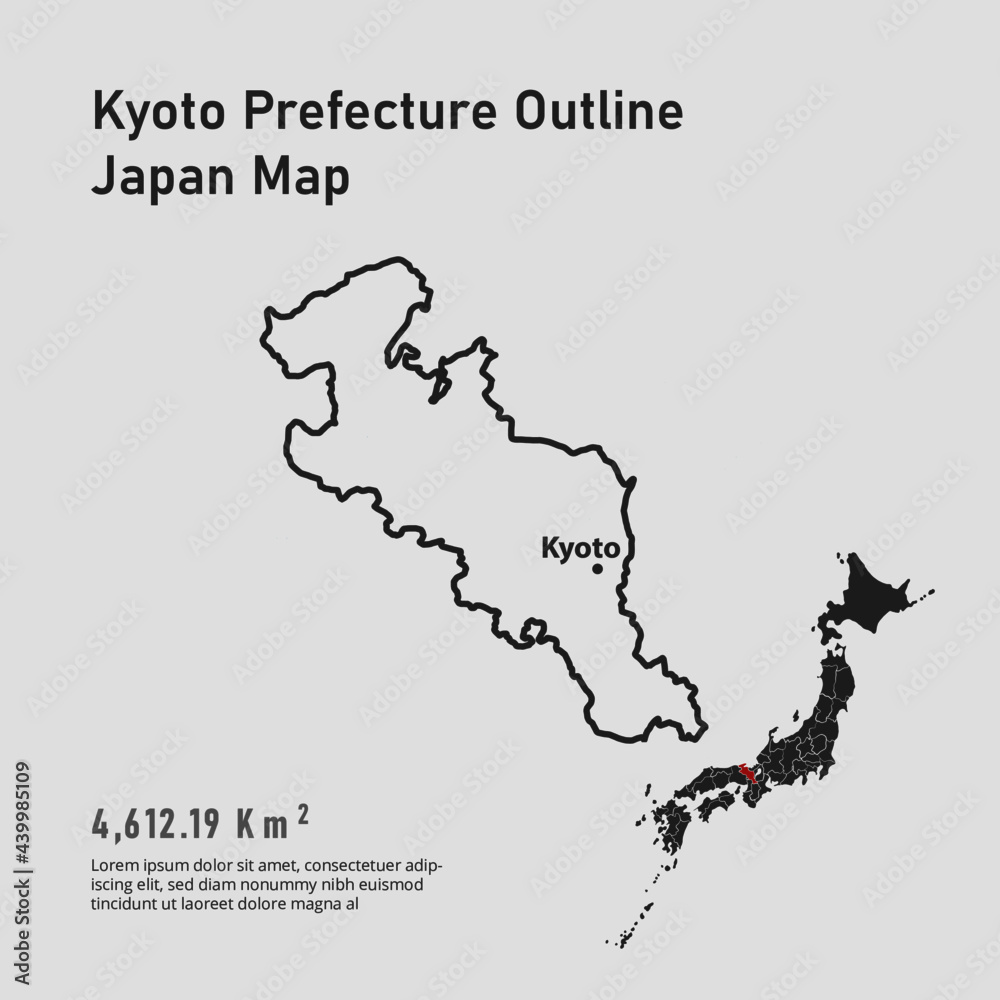 Fototapeta mapa świata dla dzieci Kyoto Prefecture Outline of Japan Map ...